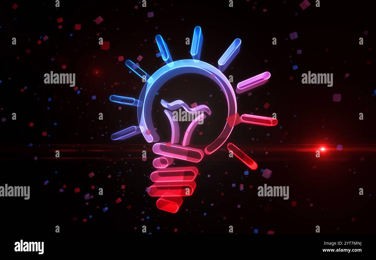 Idea bulb light inspiration and creativity symbol digital abstract ...