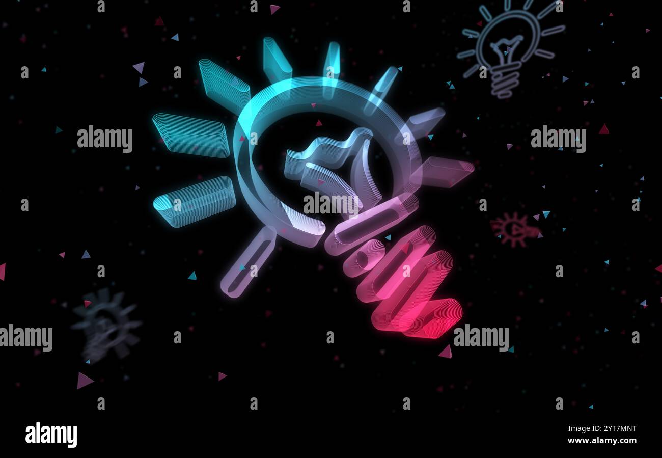 Idea bulb light inspiration and creativity symbol digital abstract ...