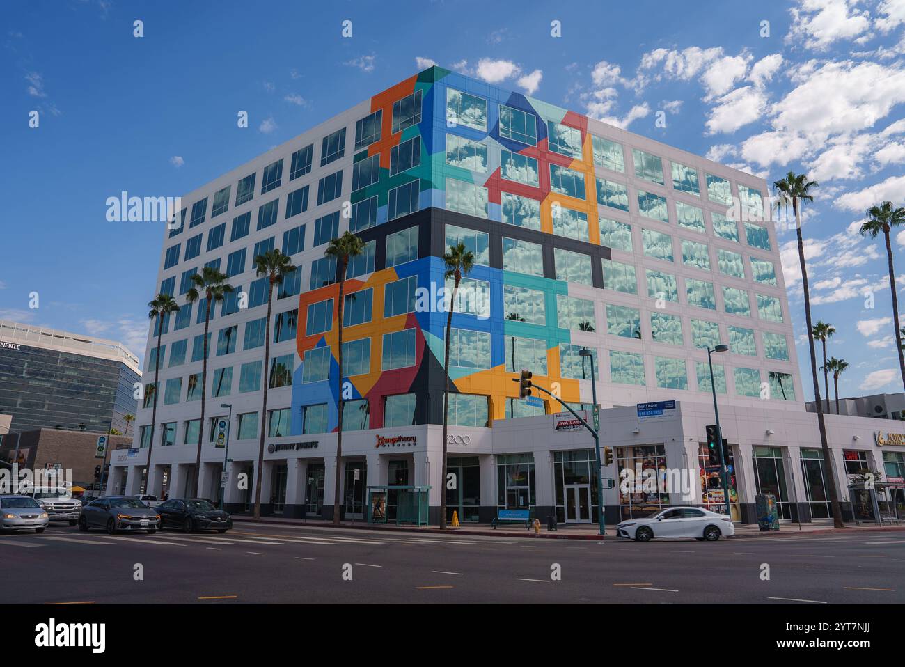 Vibrant Modern Building with Geometric Mural in Los Angeles Stock Photo ...