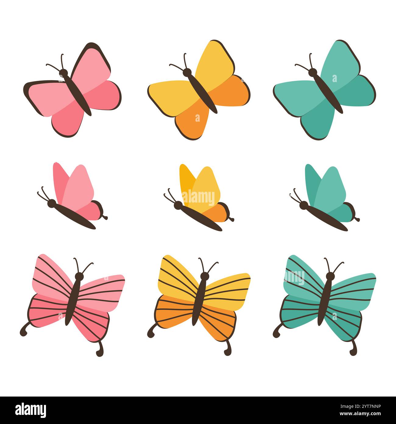 Beautiful Flying Butterfly Vector. Various Butterfly Elements. Cute ...