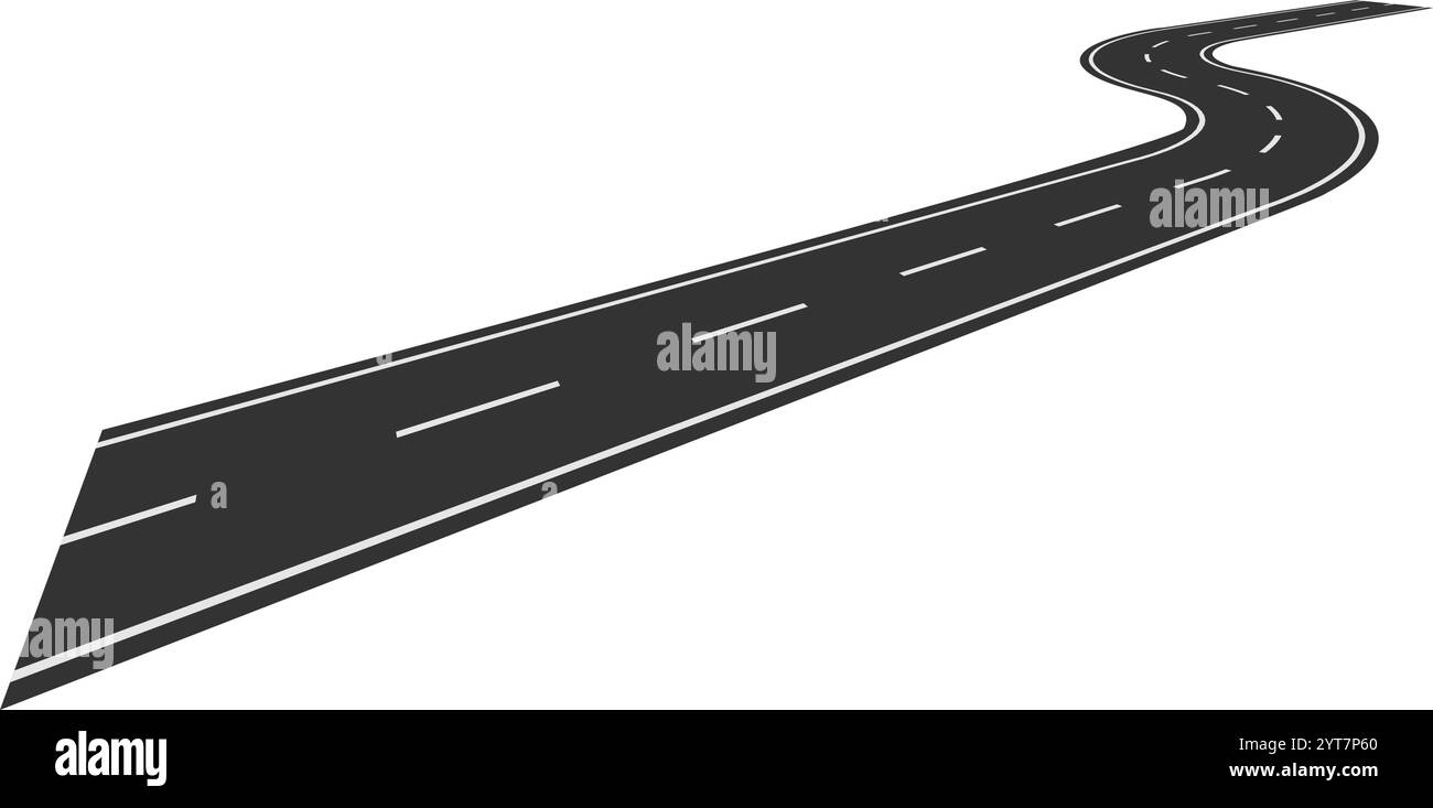 Winding road stretches into the distance, evoking feelings of adventure ...