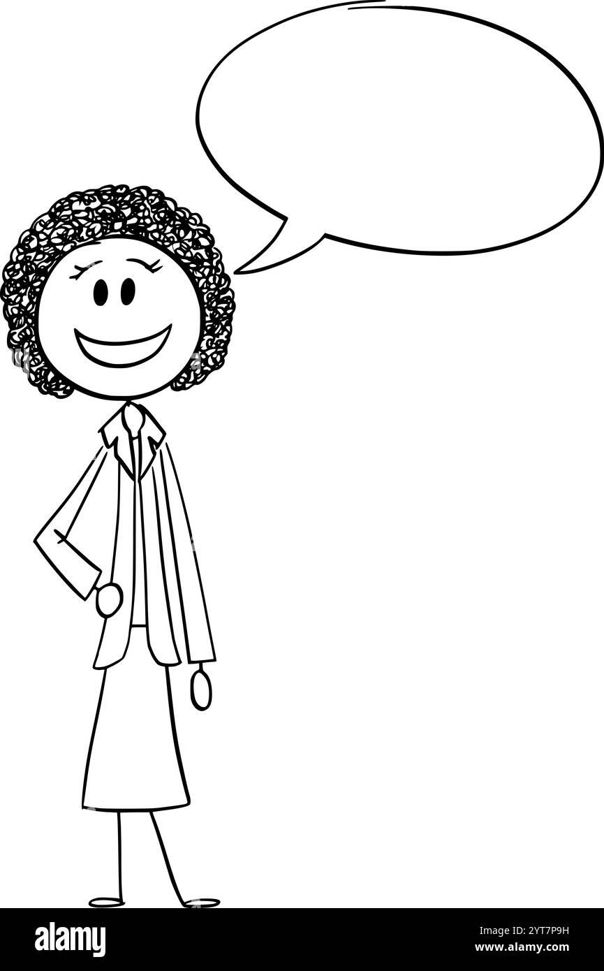 Smiling black woman or African ethnicity businesswoman speaking, vector ...