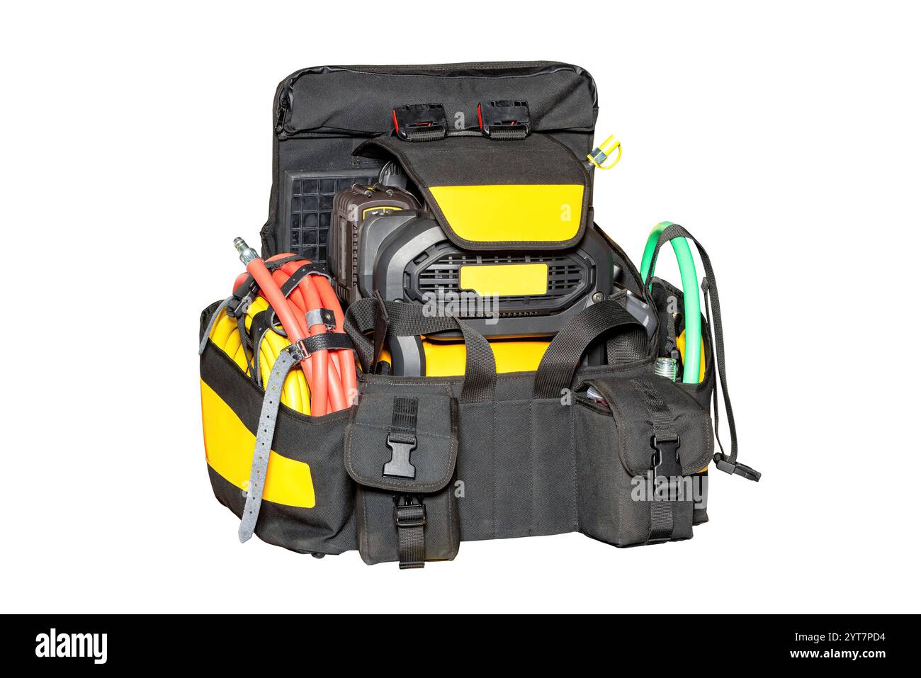 Versatile utility bag ready for electrical work in a workshop ...