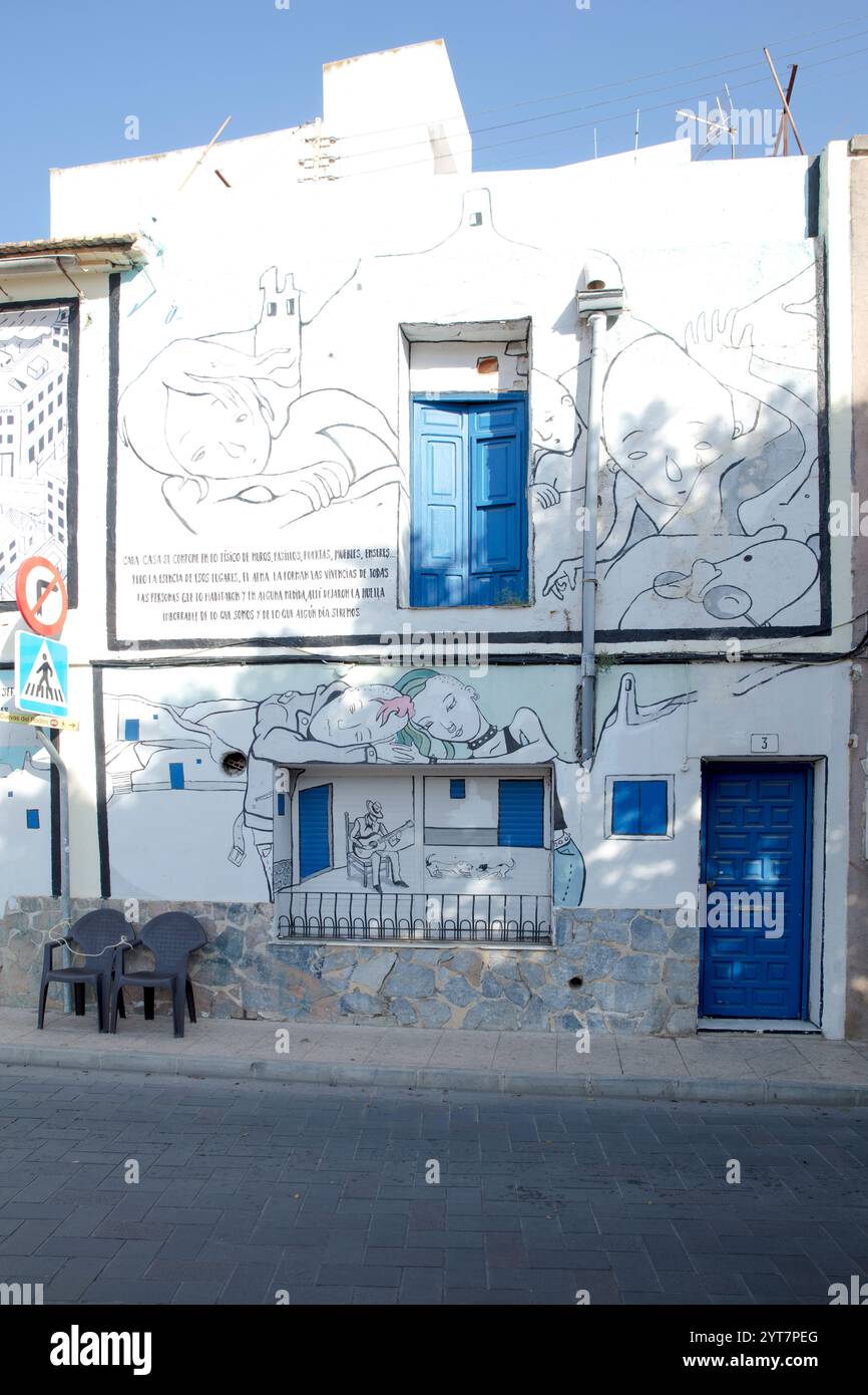 Street art, mural, old quarter, architecture, house facade, view of the ...
