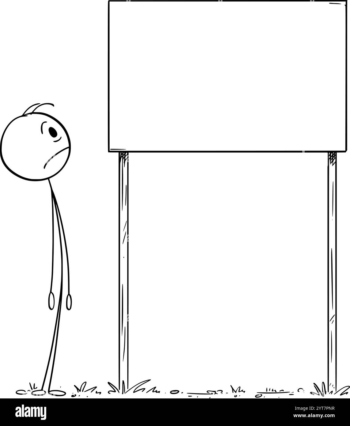 Frustrated or shocked person looking at empty sign , vector cartoon ...