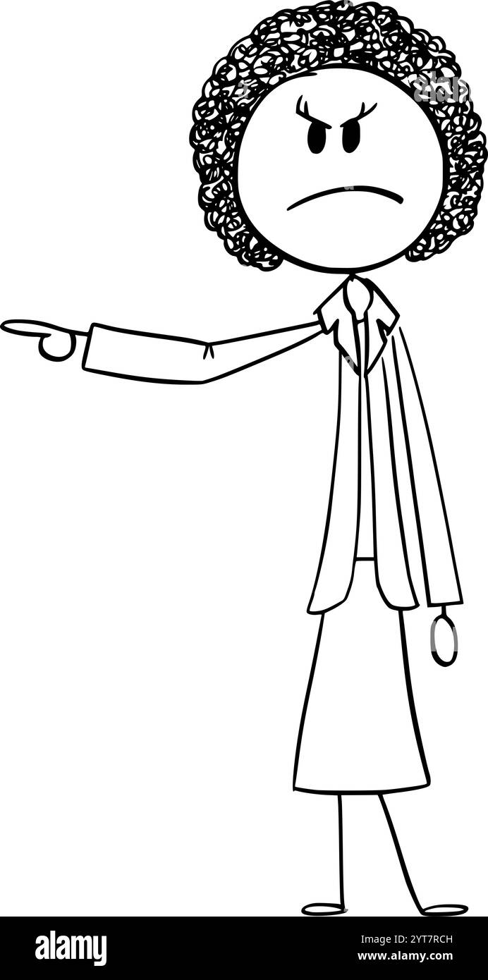 Angry black woman or African ethnicity businesswoman pointing, vector ...