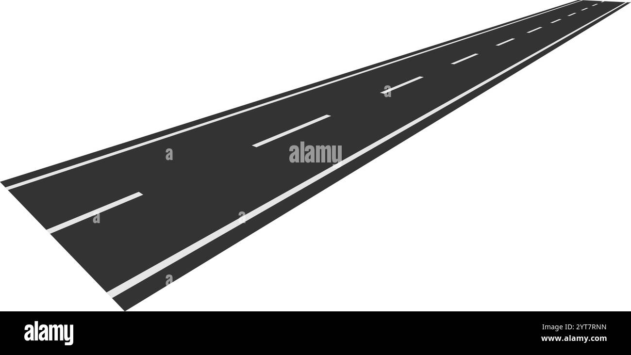 Long, straight road stretching into the distance against a white ...