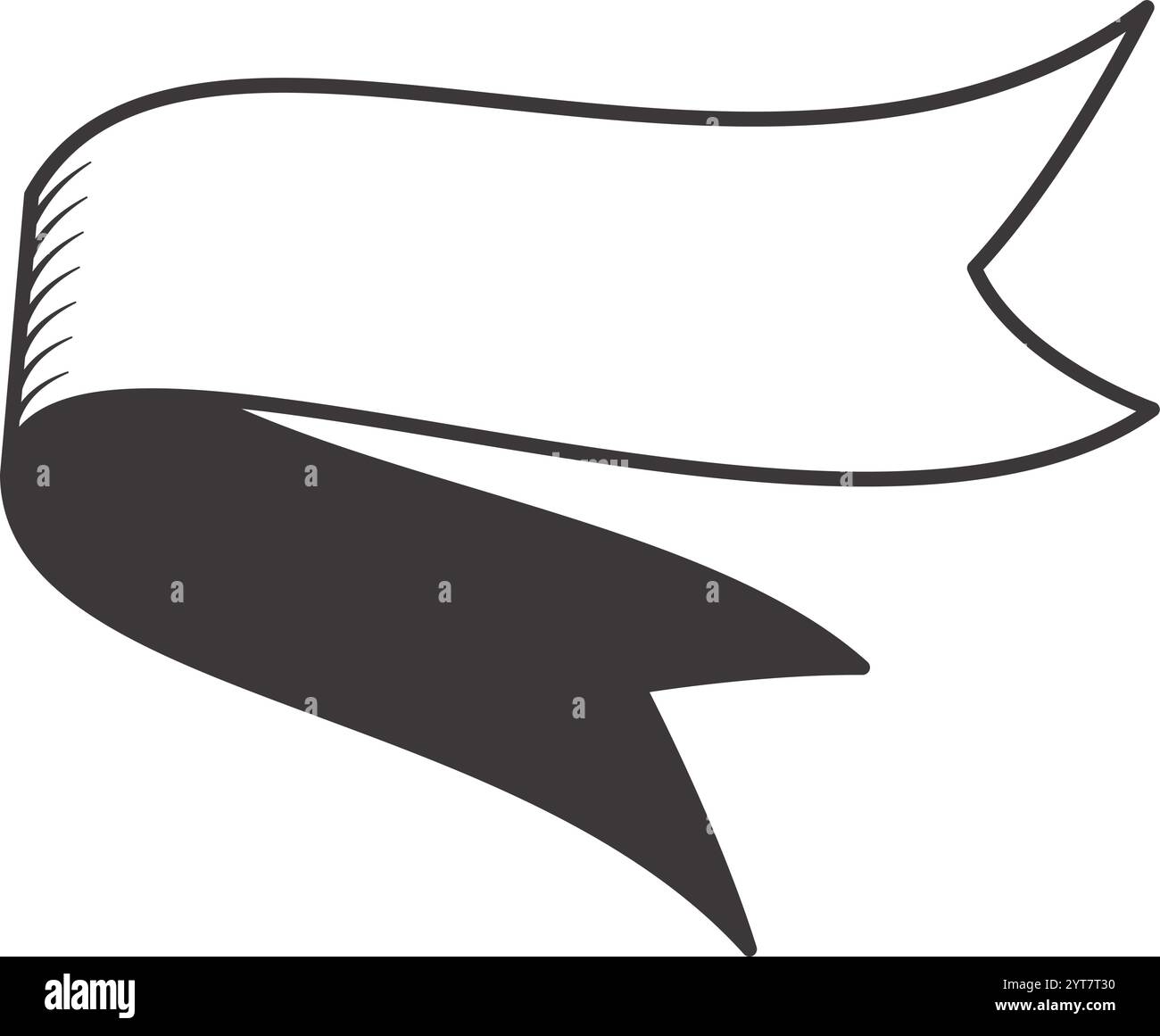 Classic hand drawn ribbon banner gracefully waving in the wind ...