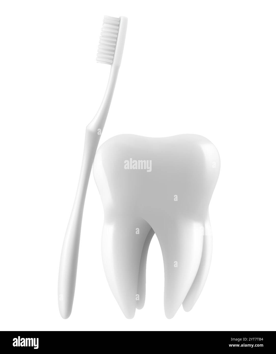 Tooth and Toothbrush Closeup Isolated on White Background. Medical ...