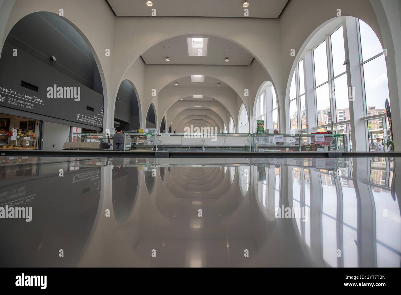 Architecture of the modern, newly built market hall. Great roof ...