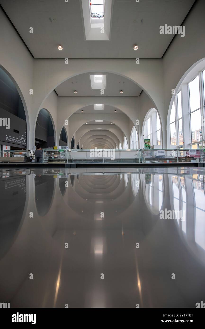 Architecture of the modern, newly built market hall. Great roof ...