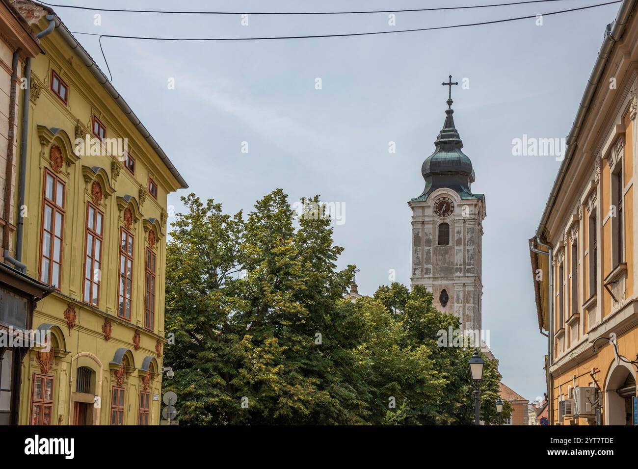 Beautiful city and street shot with St. Francis Church. Historic city ...
