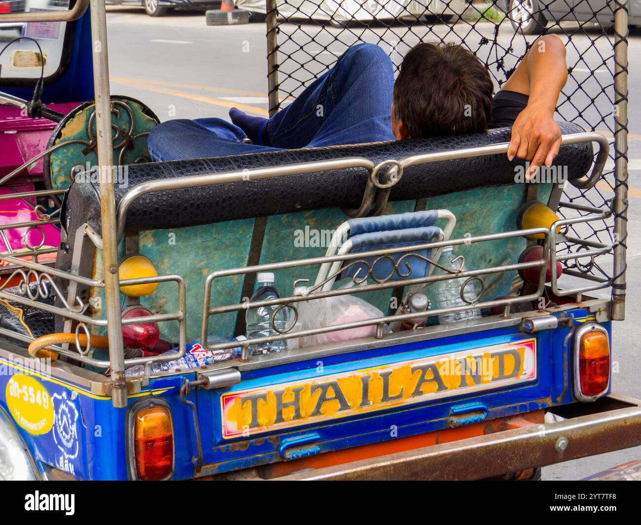 Bangkok, Thailand - January 16, 2020: Tuc Tuc driver resting in the old ...