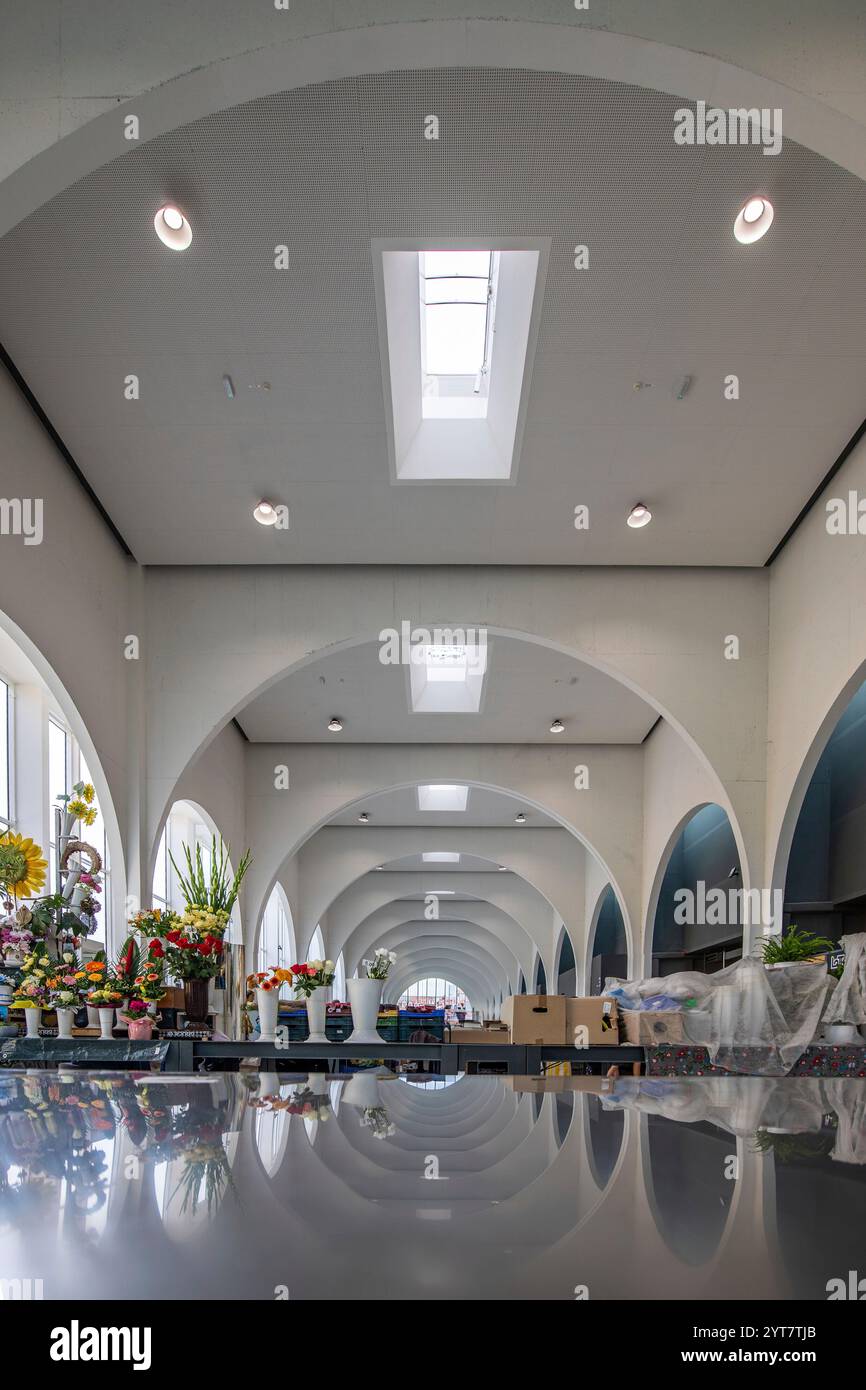 Architecture of the modern, newly built market hall. Great roof ...