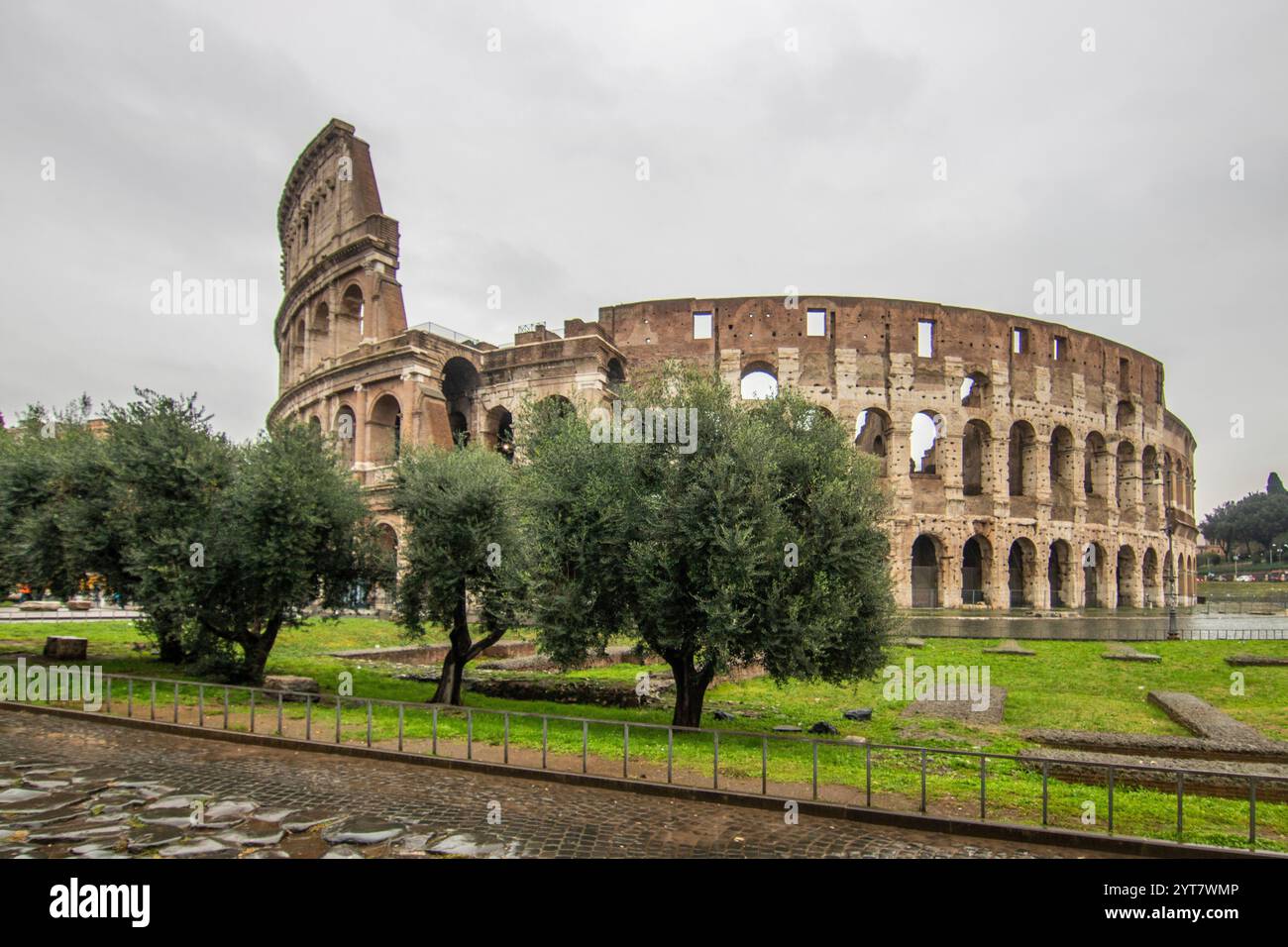 Rainy weather in the morning, sunrise in an ancient historic city and ...