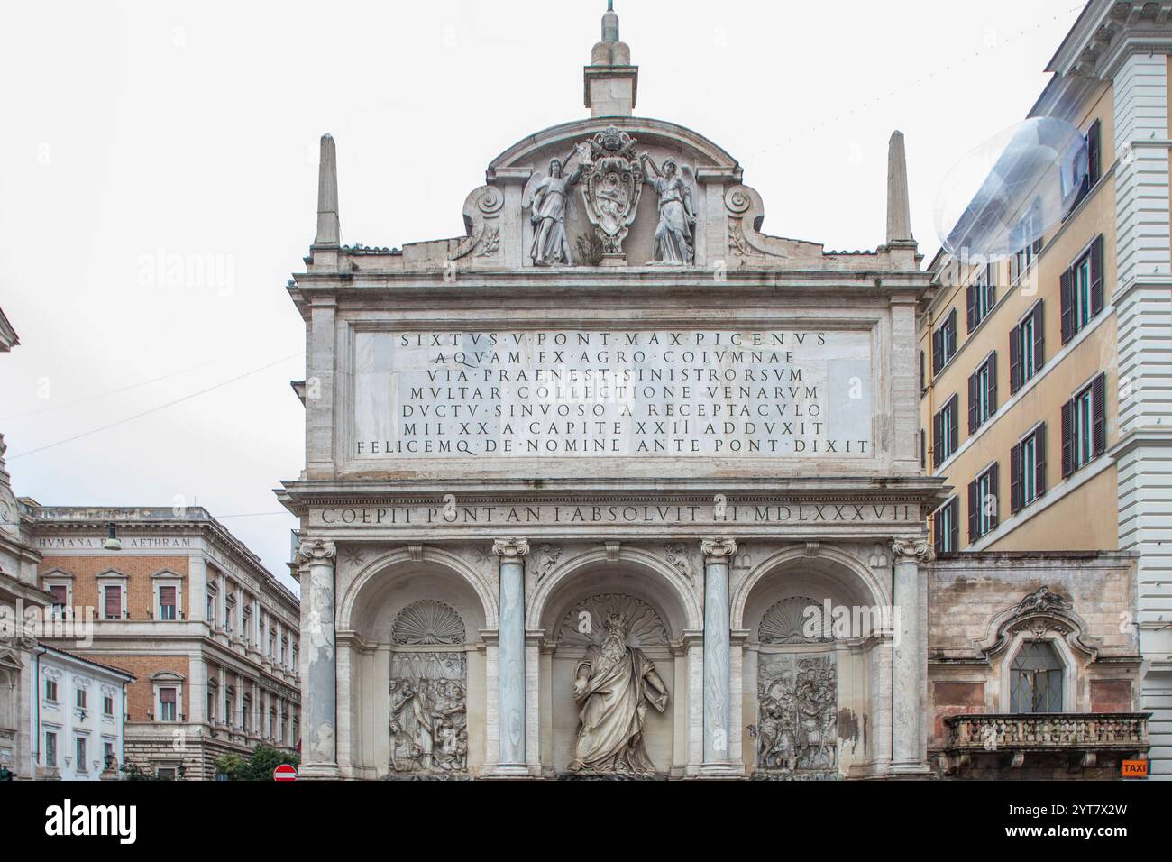 Rainy weather in the morning, sunrise in an ancient historical city ...