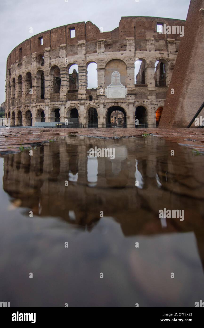 Rainy weather in the morning, sunrise in an ancient historic city and ...