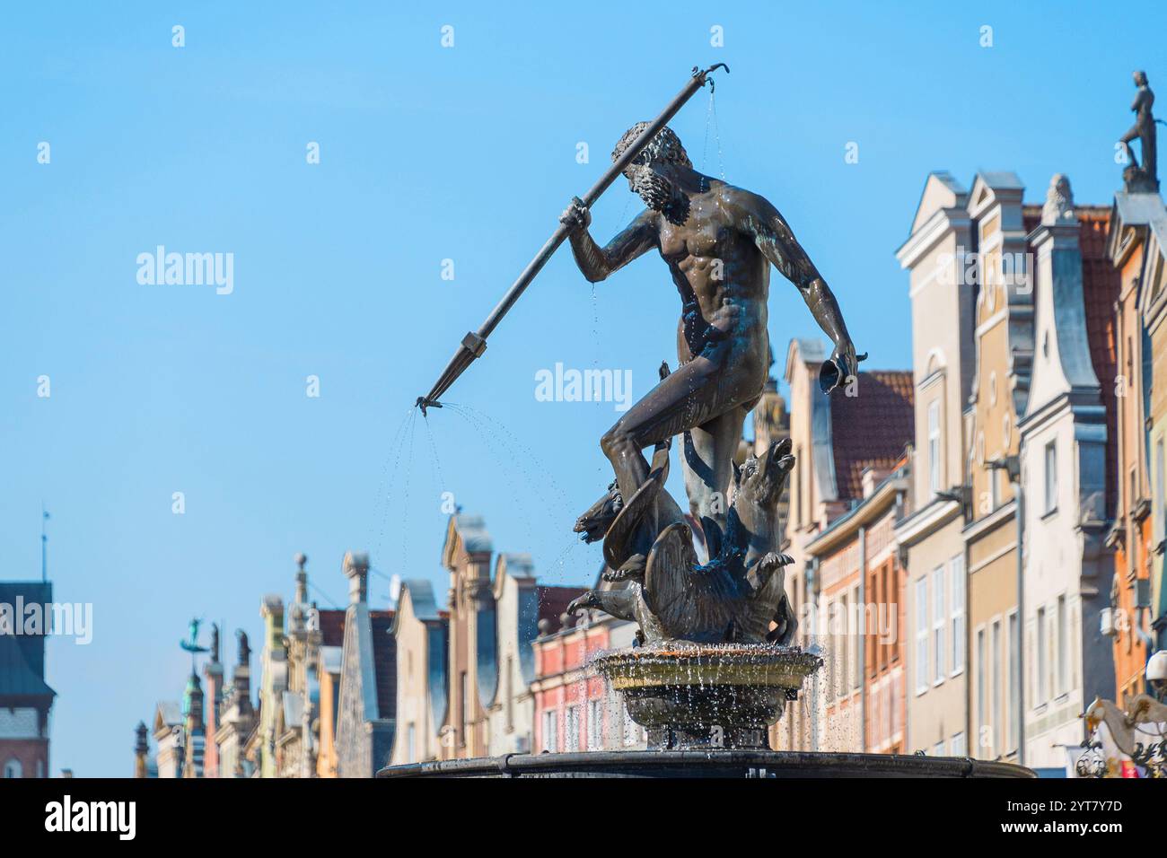 Neptune's Fountain. a historical fountain in Gdansk, Poland. a ...