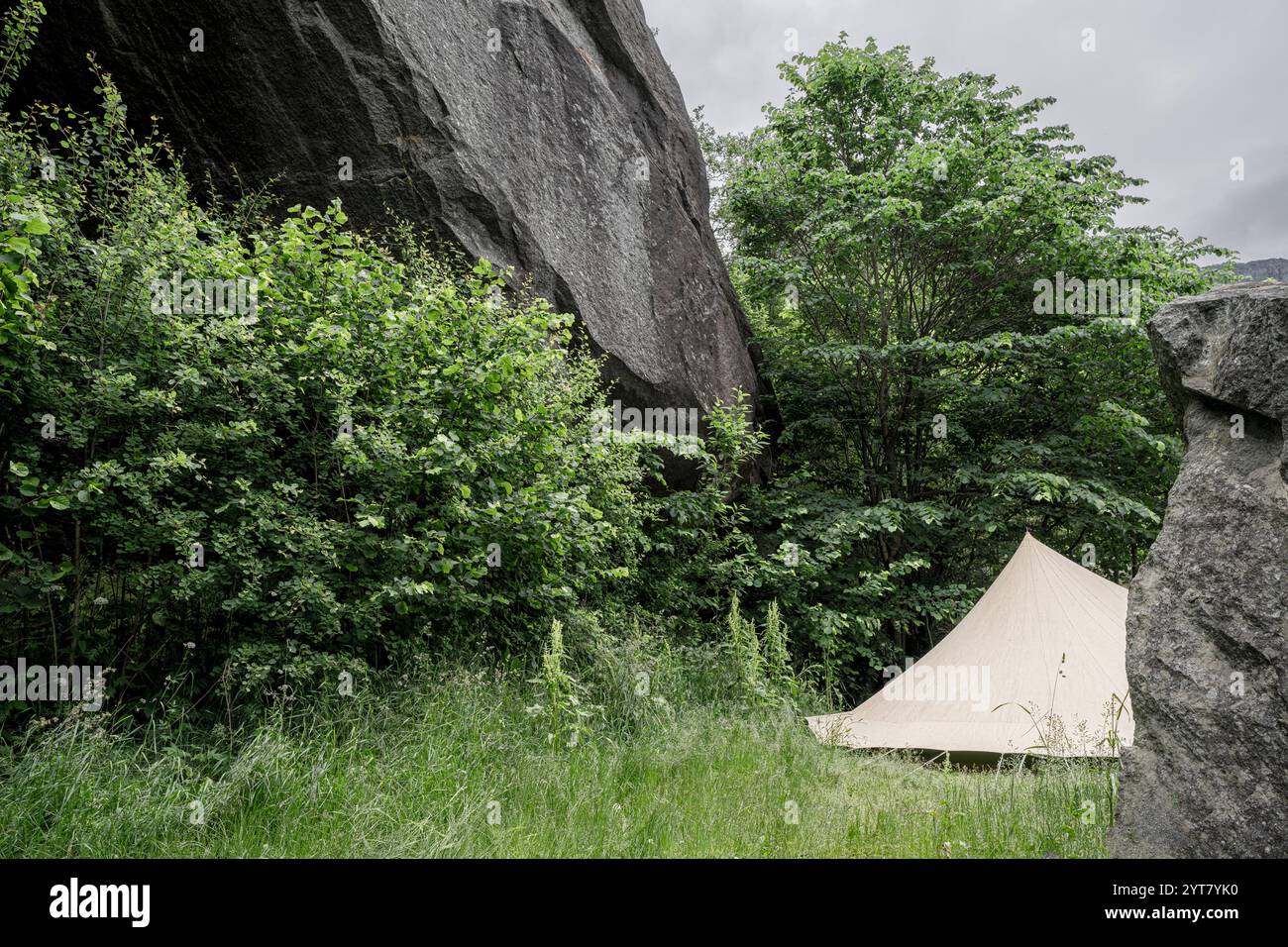 Hidden tent camp in Norway Stock Photo - Alamy