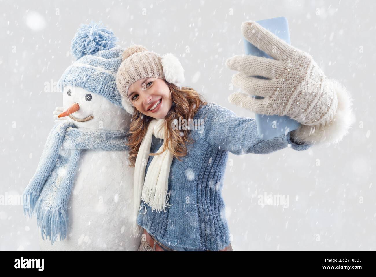 Happy young Social media influencer travel woman taking a selfie with a ...