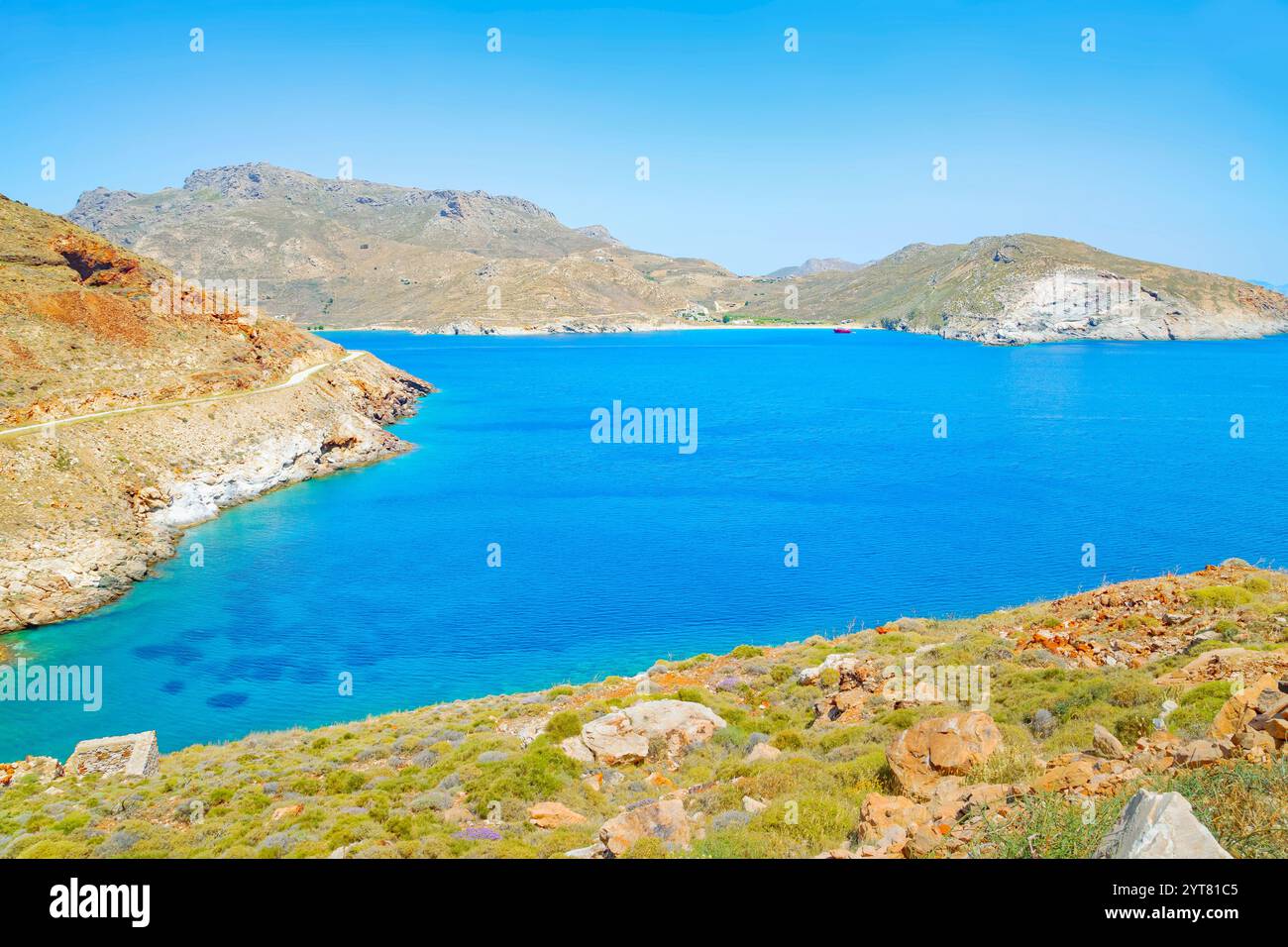 View of Serifos island southerrn coast near Koutalas beach, Serifos ...
