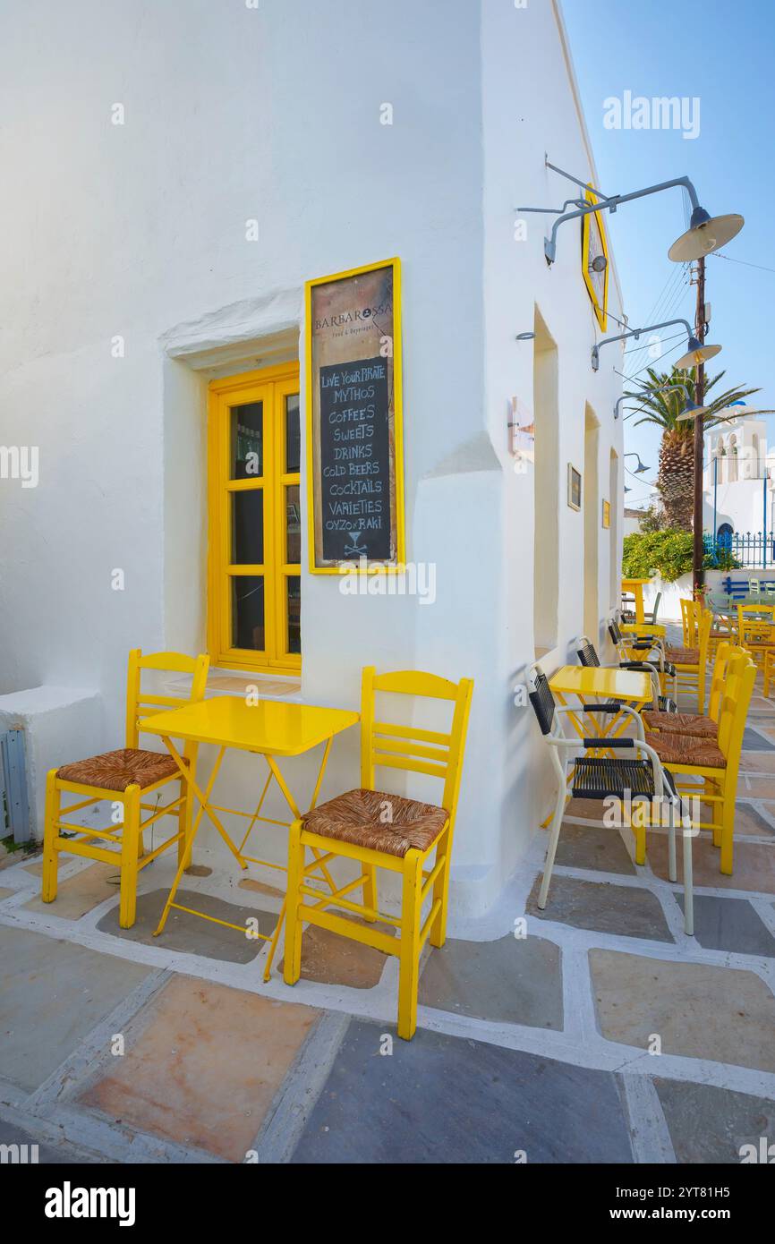Outdoor restaurants, Chora central square, Chora, Serifos Island ...