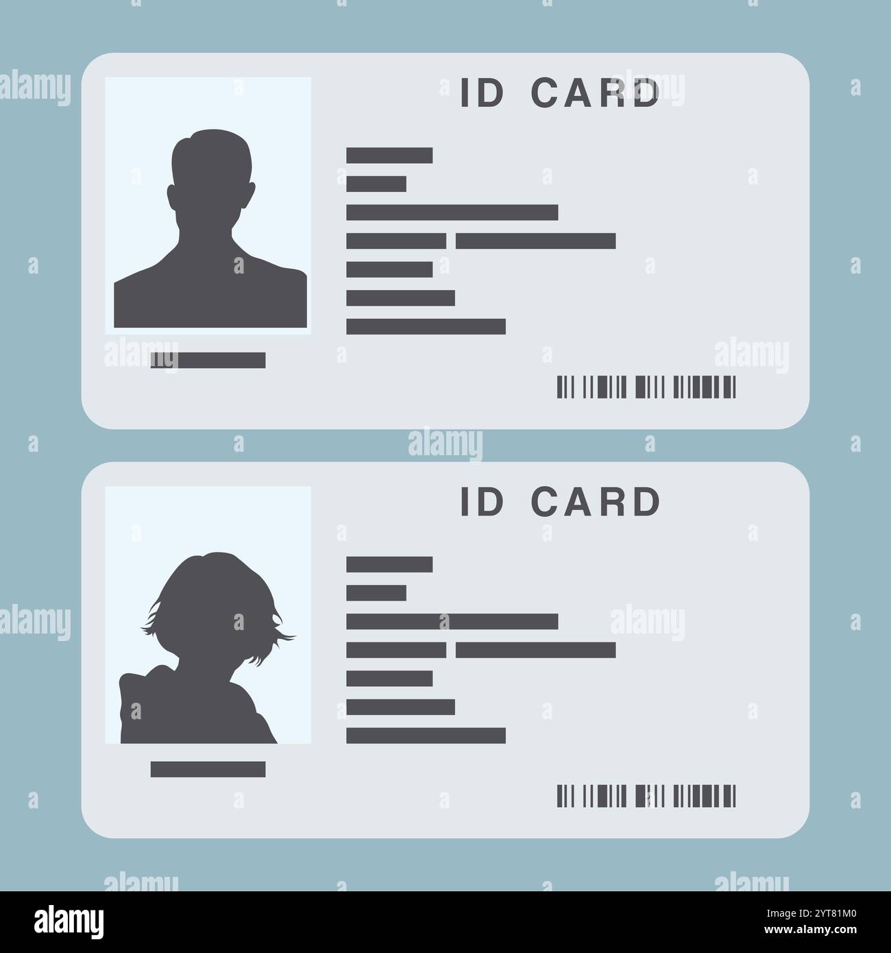 Identity Card with Barcode Vector. Personal Identity Card Elements ...