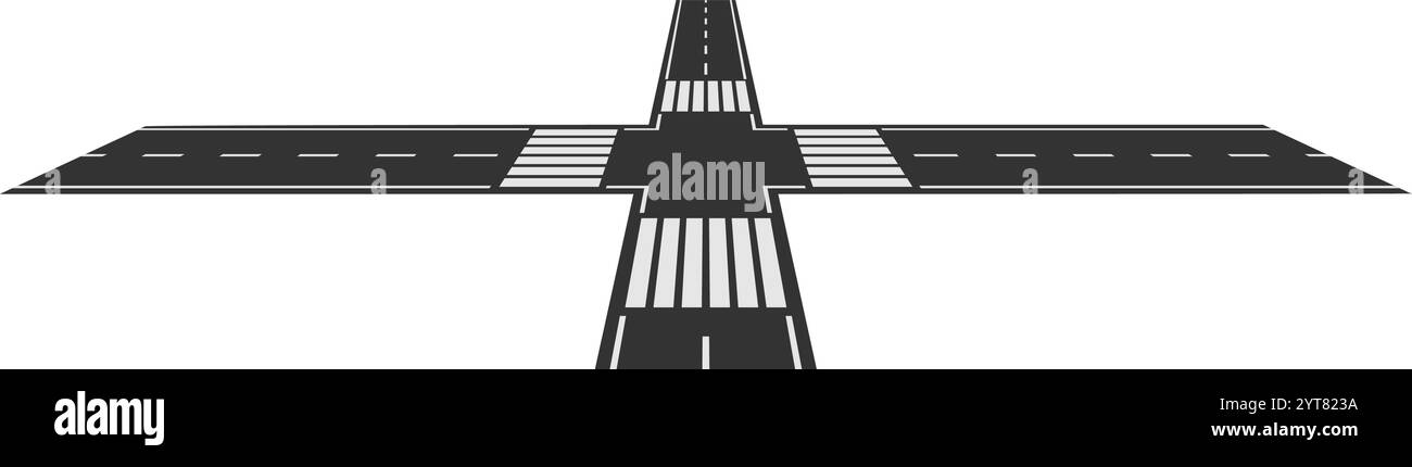 Crossroads featuring pedestrian crossings dividing four roads into the ...