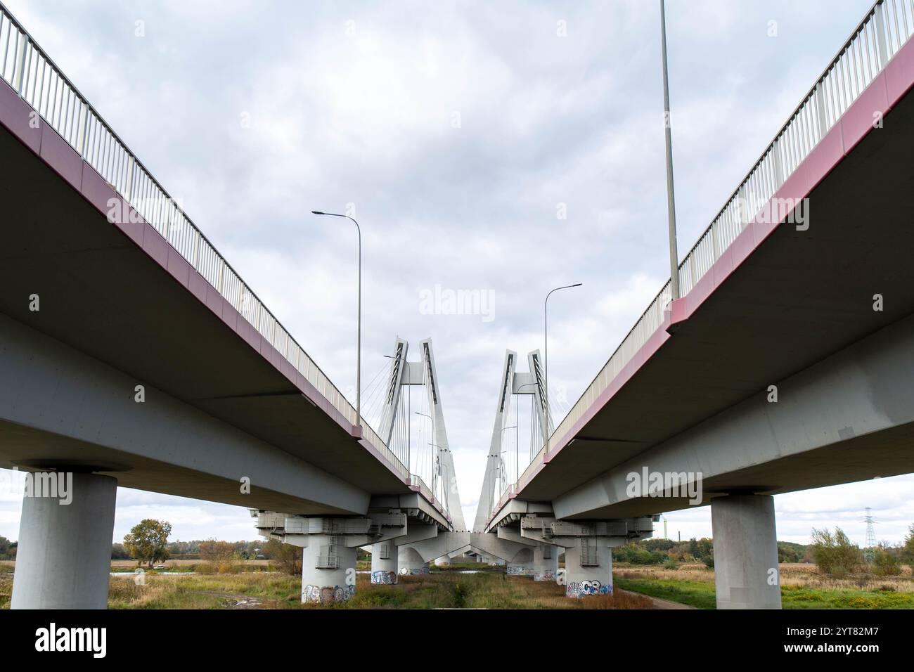 Modern Suspension Bridge close-up long-range view Stock Photo - Alamy