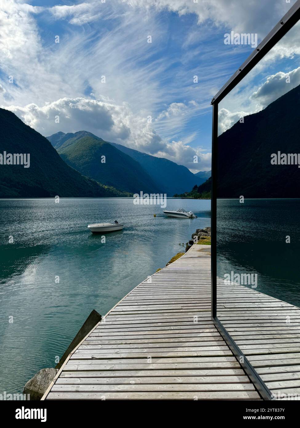 Fjord-side sauna and reflection Stock Photo - Alamy