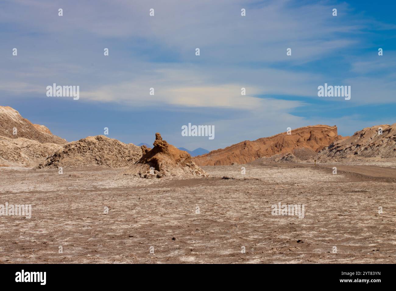 Scenic view of a rugged desert landscape with a narrow ridge trail in ...