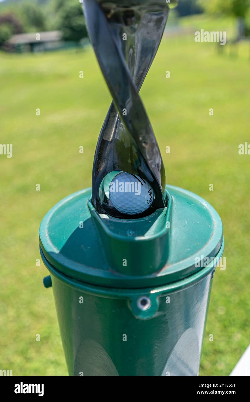 Golf ball station and cleaning machine for dirty bally with blurred ...