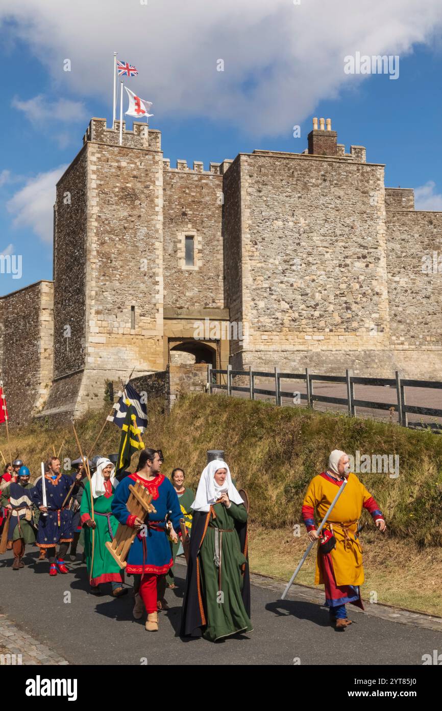 England, Kent, Dover, Dover Castle, Medieval Re-enactment Group dressed ...