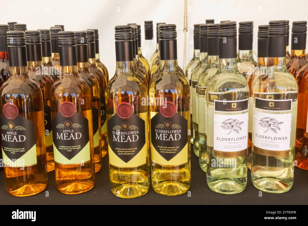 England, Kent, Dover, Dover Castle, Gift Shop display of Wine and Mead ...