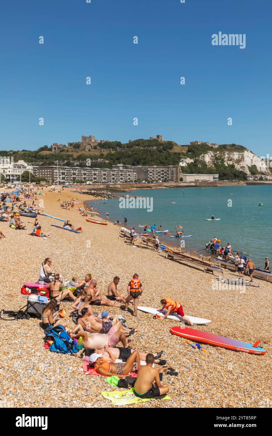 England, Kent, Dover, Dover Harbour, The Beach and Castle Stock Photo ...