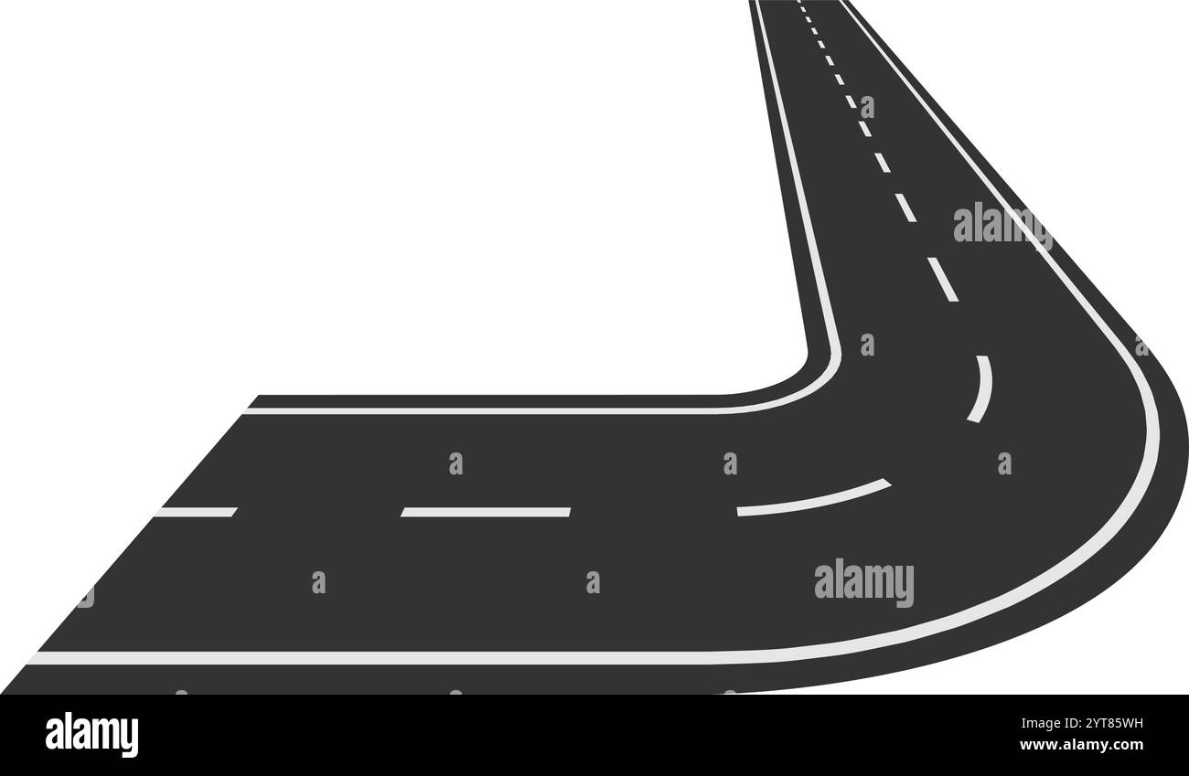 Winding road creating a sharp curve in the perspective, symbolizing ...