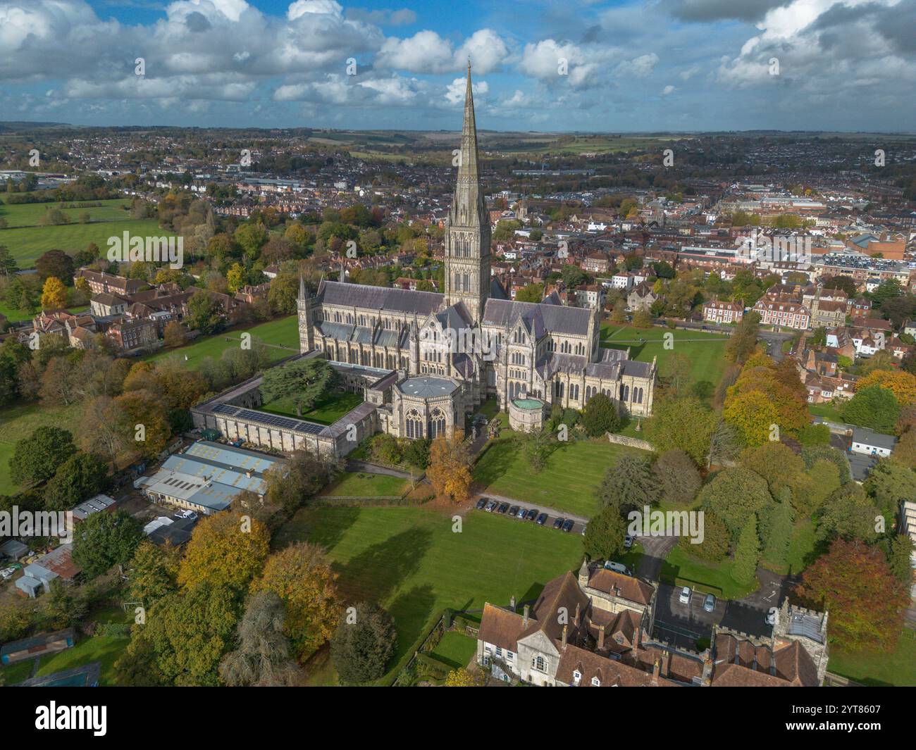 Aerial view of Salisbury Cathedral, formally the Cathedral Church of ...