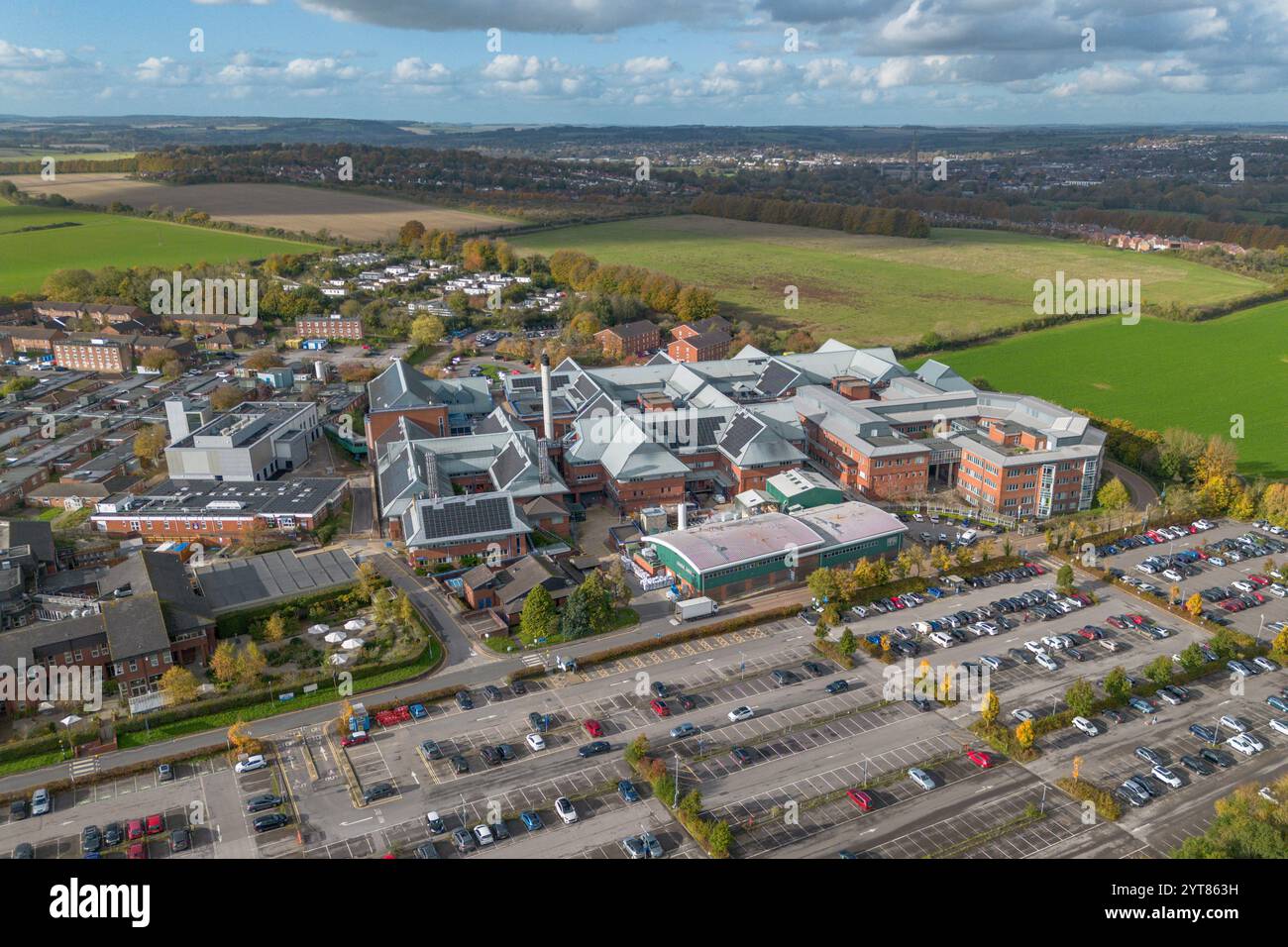 Aerial view of Salisbury District Hospital, Salisbury, Wiltshire, UK ...