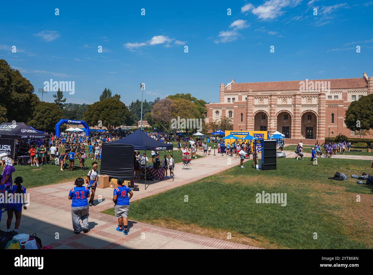 Lively Outdoor Event on UCLA Campus with Royce Hall in Background Stock ...