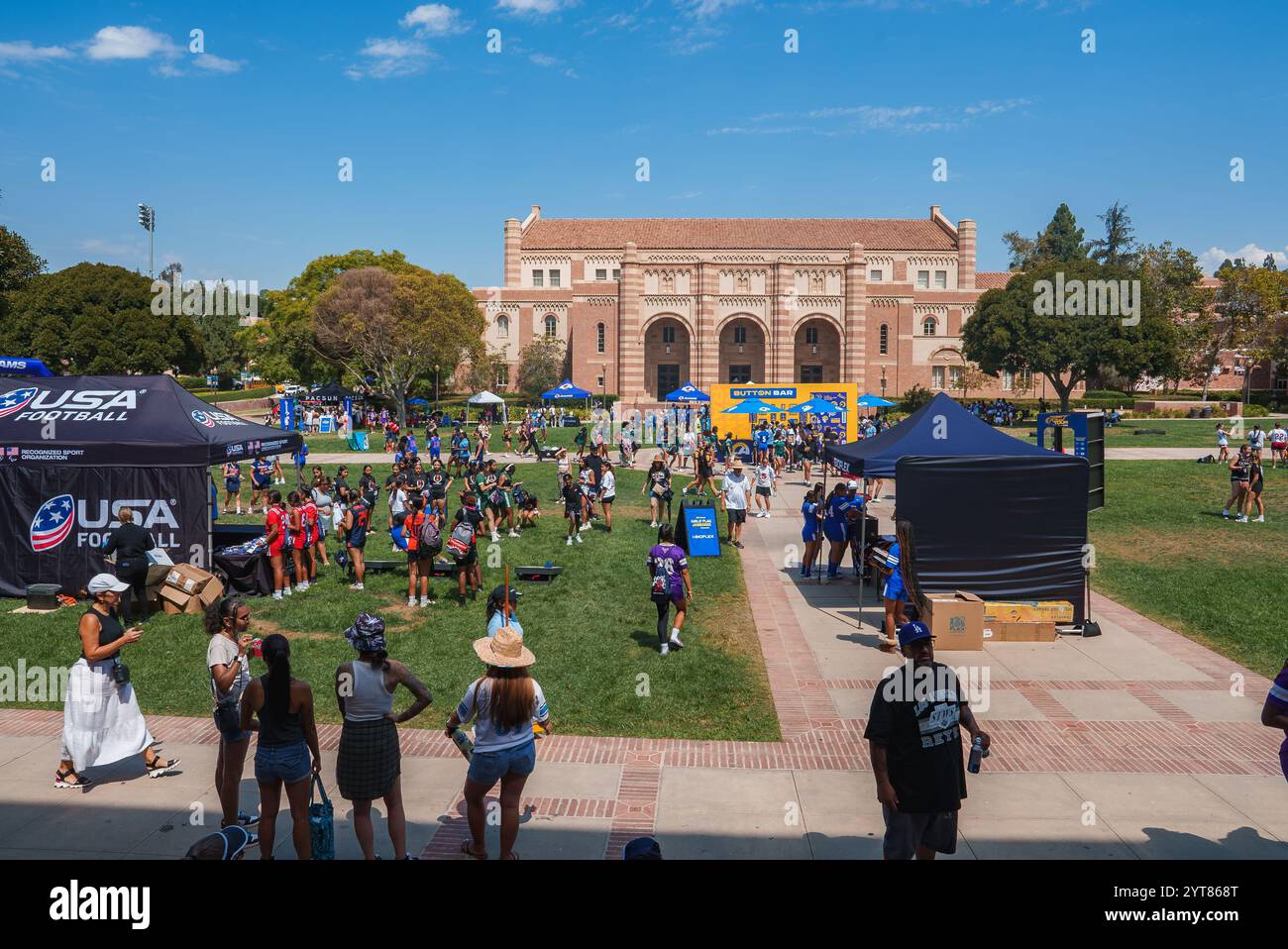 Lively Outdoor Event at UCLA Campus with Royce Hall in View Stock Photo ...