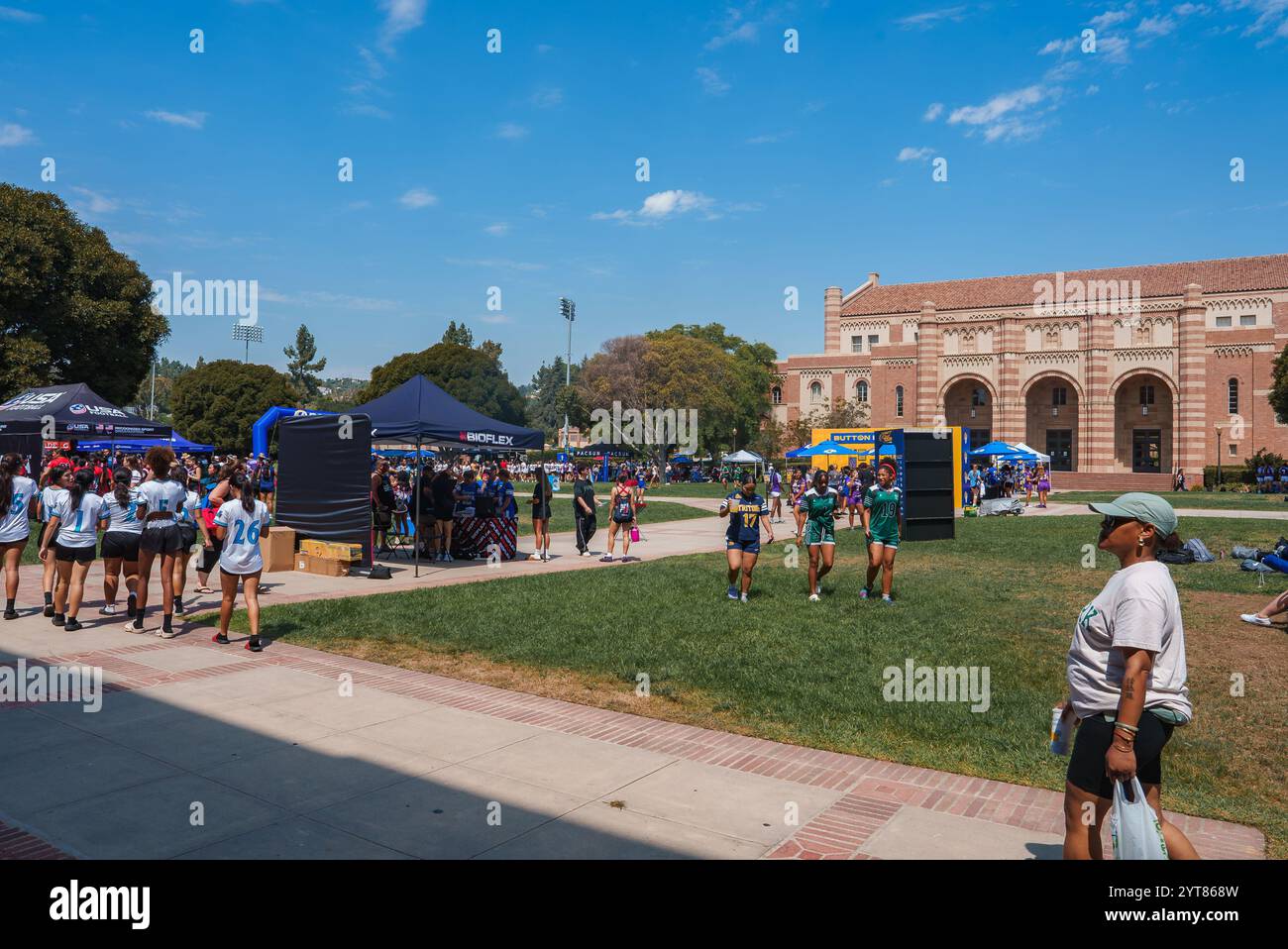 Campus Event at UCLA with Tents and Collegiate Architecture Stock Photo ...