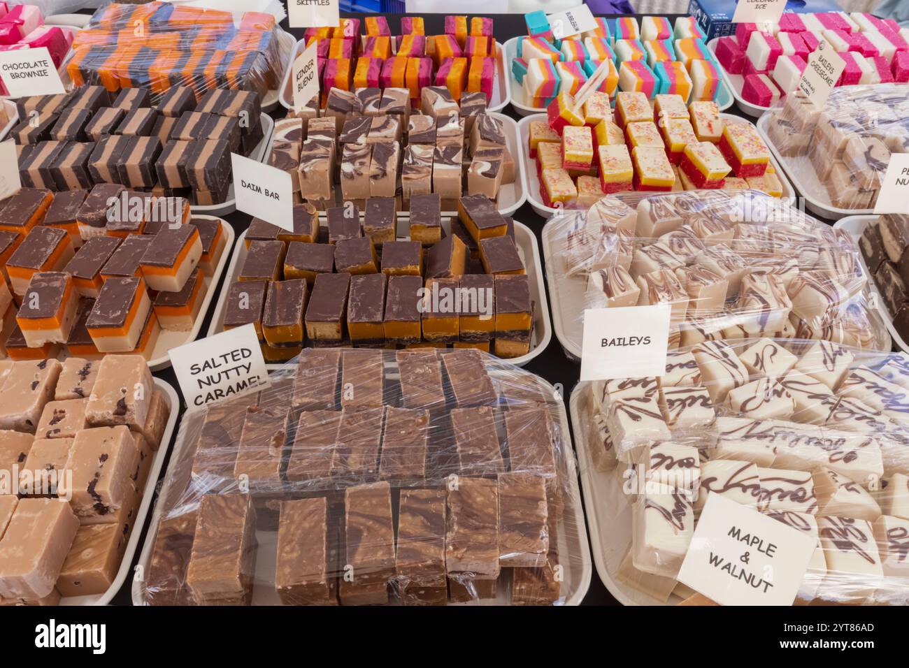 England, Kent, Faversham, Faversham Market display of Fudge Stock Photo ...