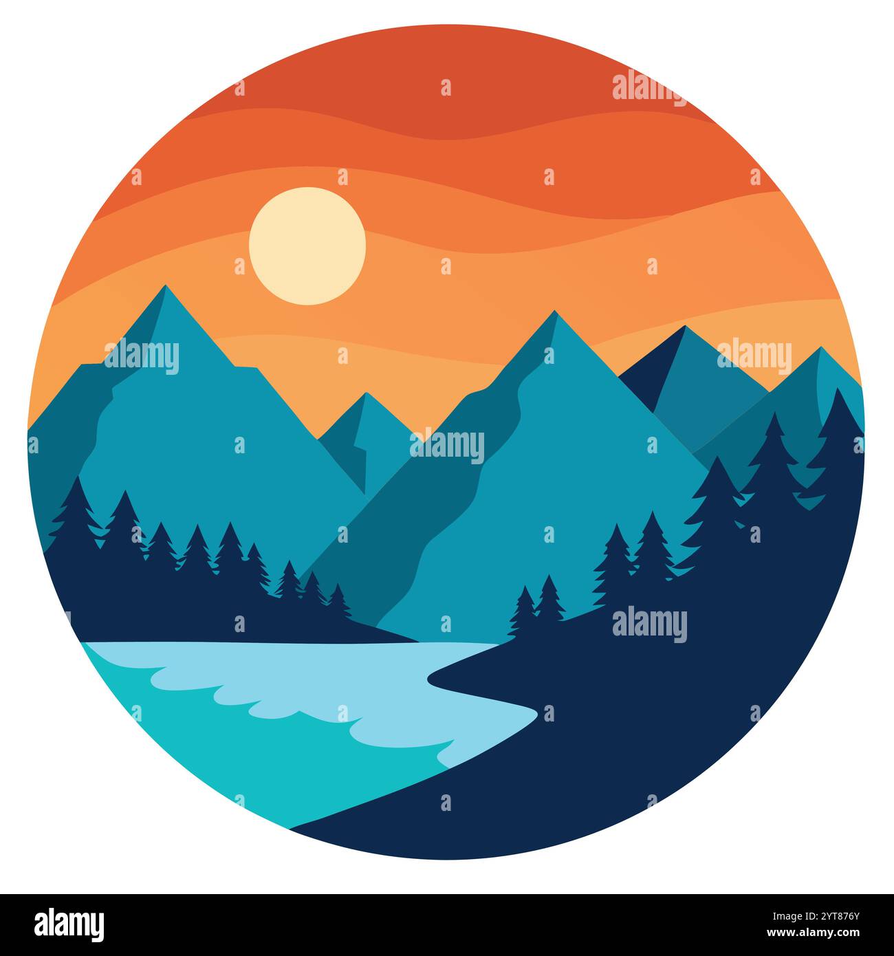 Nature Landscape Silhouette Vector Art for Travel, Environment ...