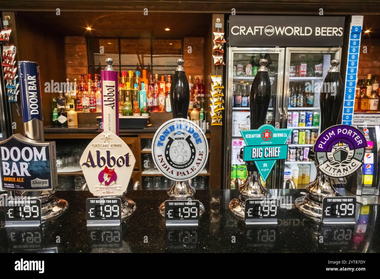 England, Kent, Sittingbourne, The High Street, Wetherspoons, Interior View of Bar Area ...