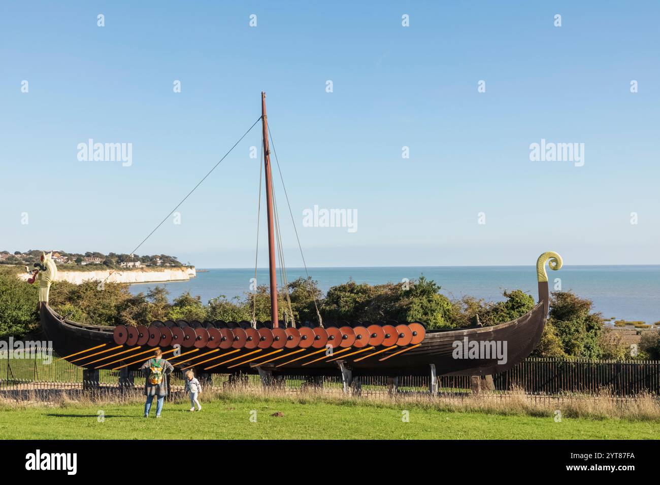 England, Kent, Cliffsend, Pegwell Bay, The Viking Longship Hugin Stock ...