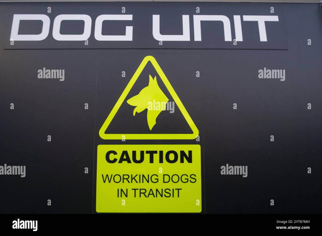 England, Kent, Dog Unit Security Van Warning Sign Stock Photo - Alamy