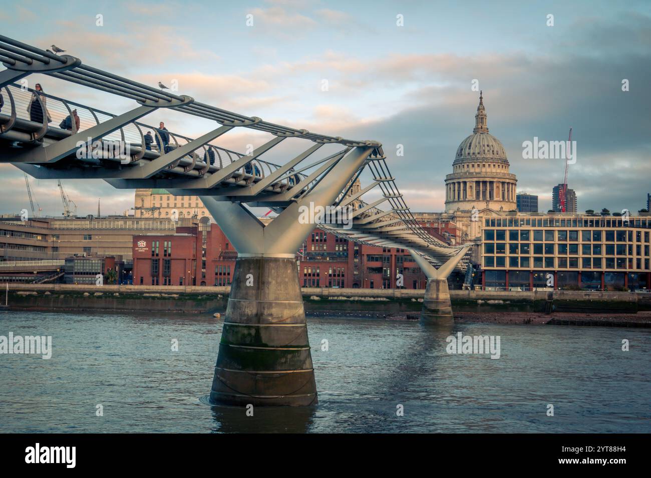 St Paul's Cathedral and the Millennium Bridge, London, England Stock ...