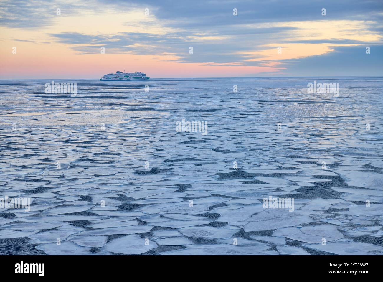 Europe, Finland, winter, Baltic Sea, frozen, ferry, tallink Stock Photo ...