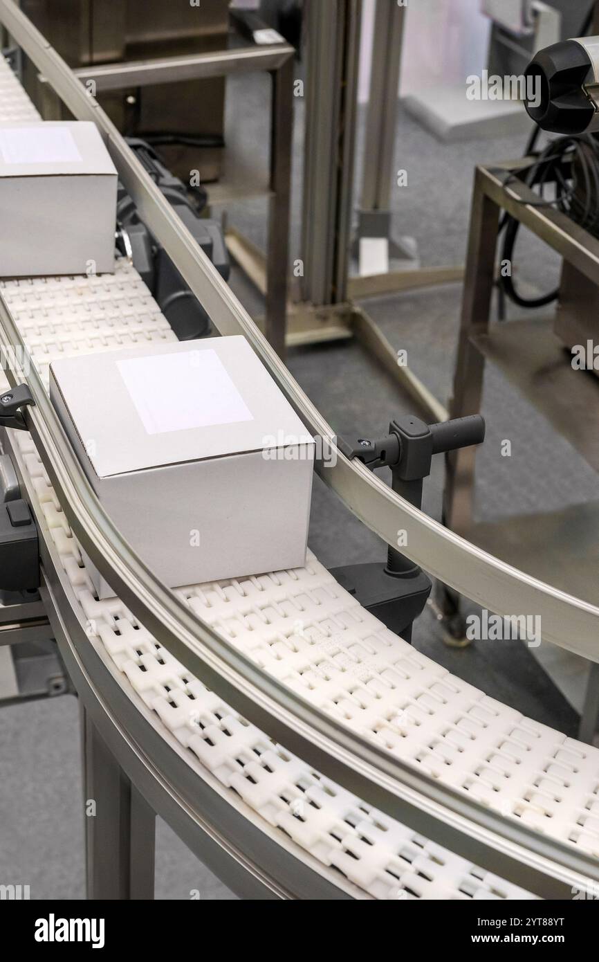 Automatic sorting parcels in the distribution warehouse Stock Photo - Alamy