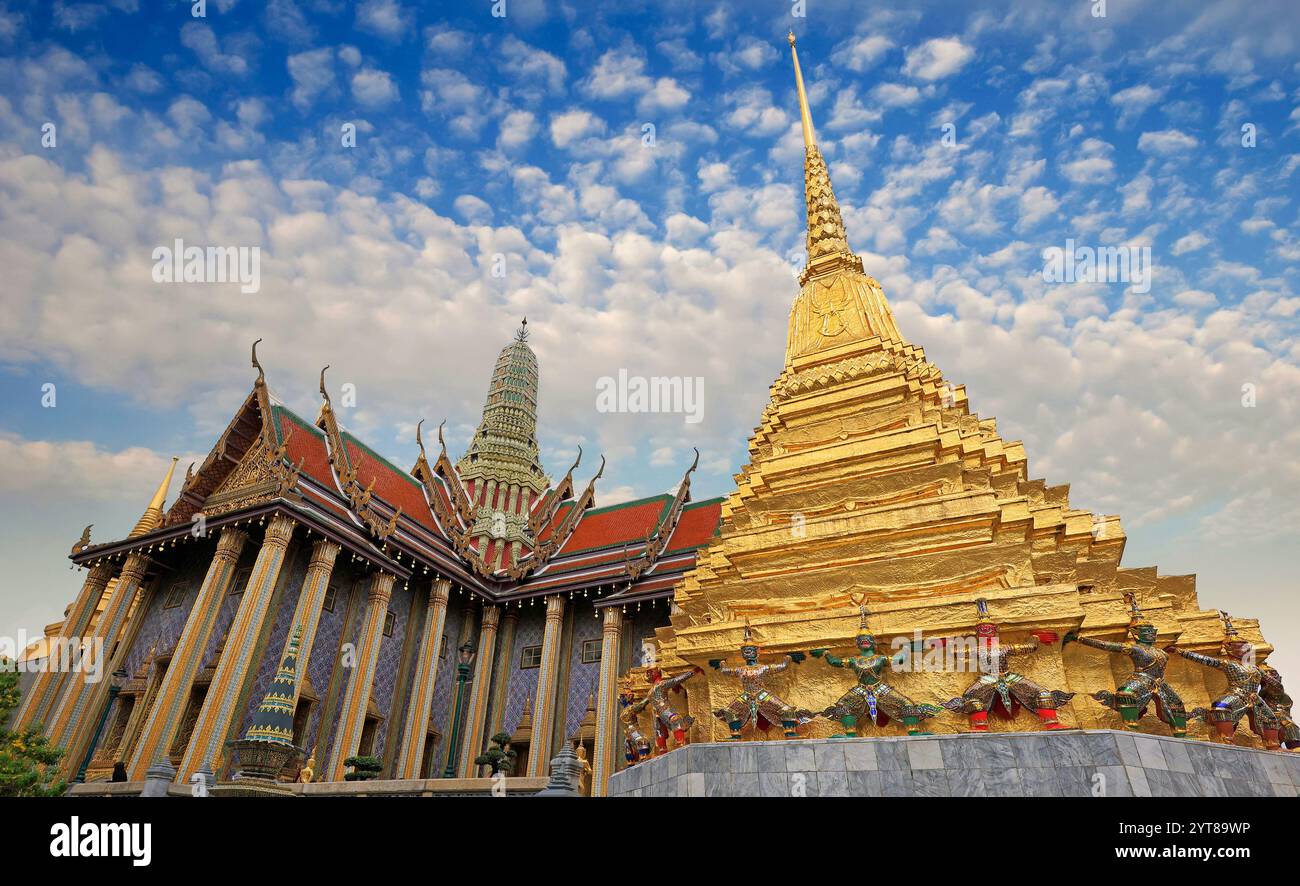 Yaksha Demon Statues holding the golden chedi in the Temple of the ...